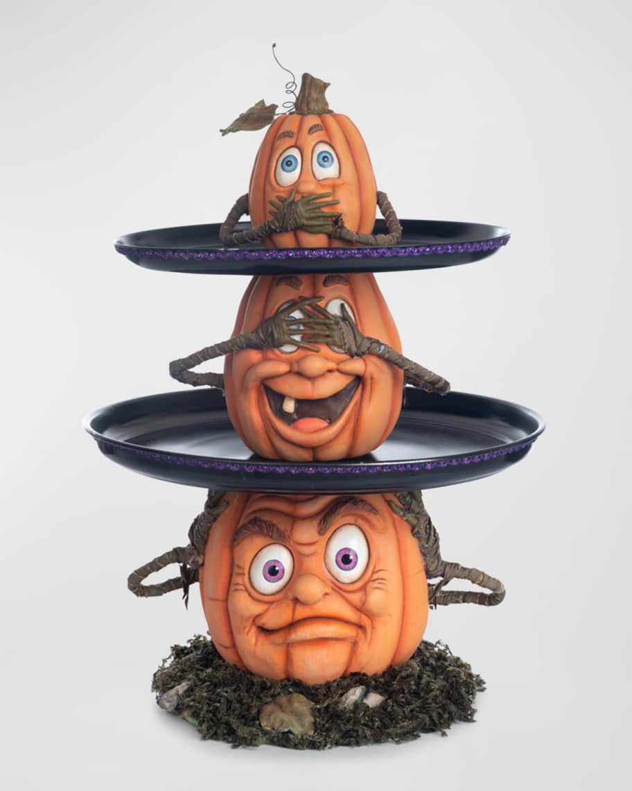 Katherine's Collection Three Wide Pumpkins Tiered Halloween Tray ...