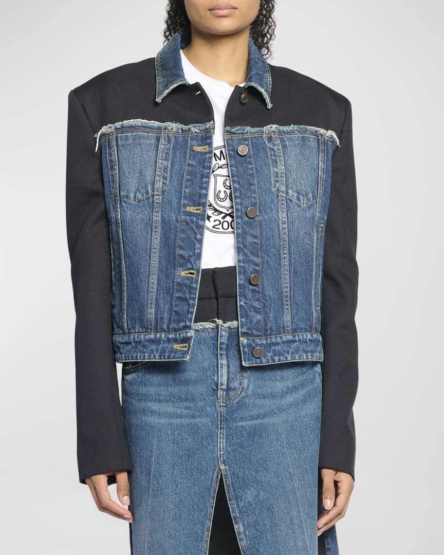 Stella McCartney Twill and Denim Paneled Jacket | Neiman Marcus