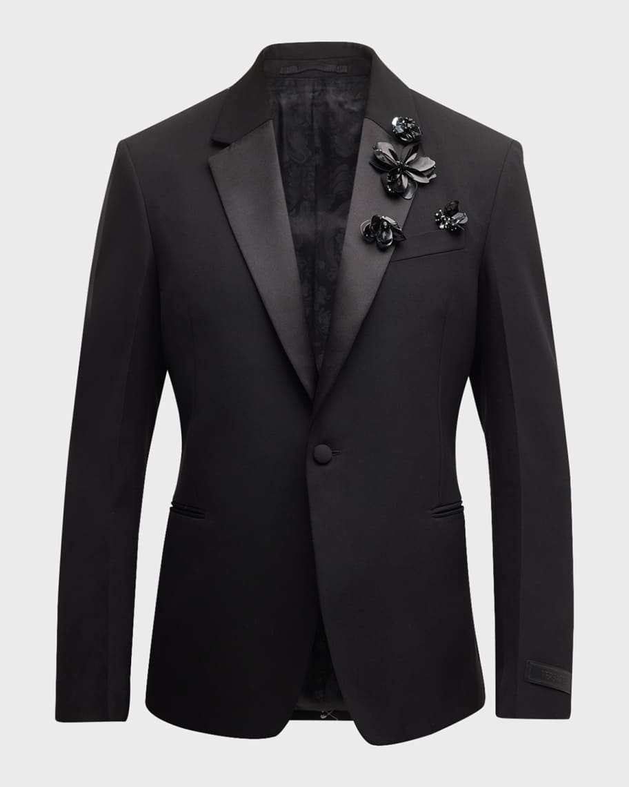 Versace Men's Tuxedo Jacket with Floral Appliques | Neiman Marcus