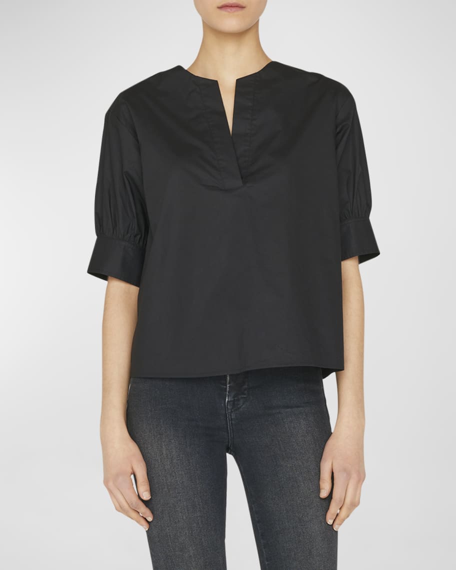 FRAME Cotton V-Neck Popover Top | Neiman Marcus FRAME Cotton V-Neck Popover Top | Neiman Marcus