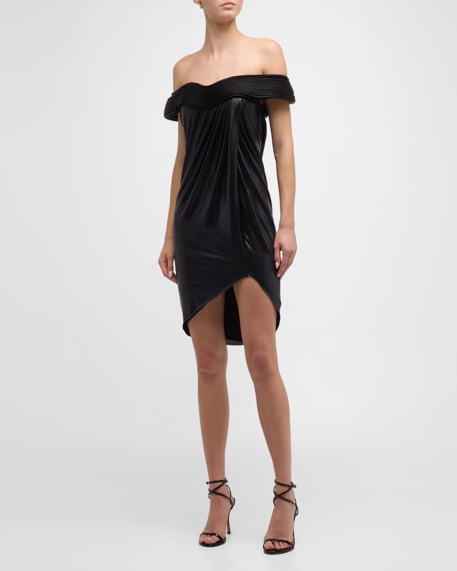 Gaurav Gupta Oil Jersey Off-The-Shoulder Sculpted Mini Dress | Neiman ...
