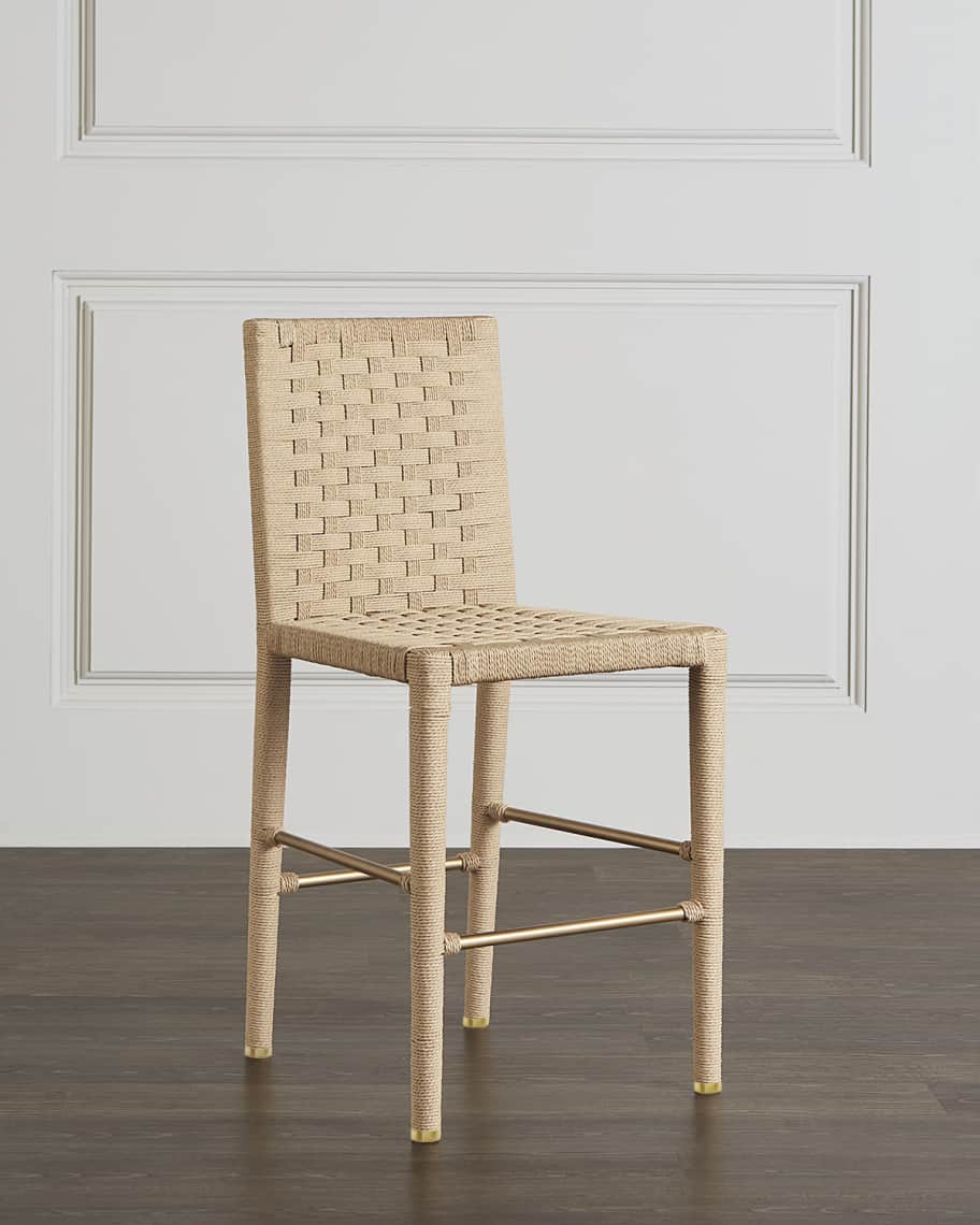 Worlds Away Roberta Basketweave Counter Stool, 26.3" | Neiman Marcus