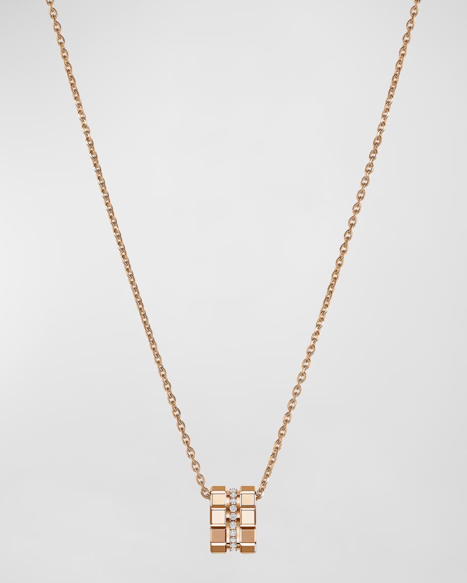 Chopard Ice Cube 18K Rose Gold Diamond Pendant Necklace | Neiman Marcus