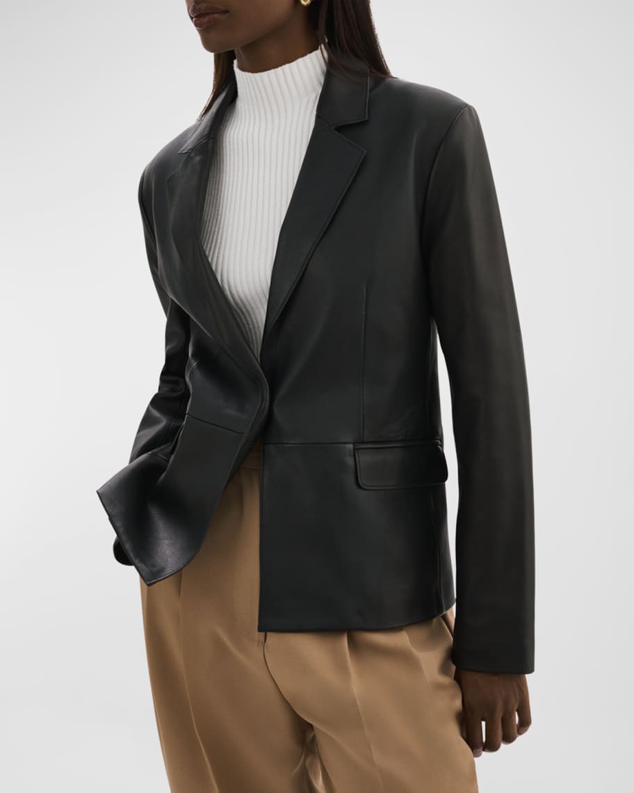 LaMarque Elza Notched-Collar Leather Jacket | Neiman Marcus
