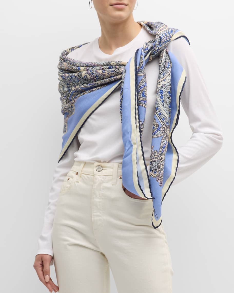 Rani Arabella Paisley Cashmere-Blend Square Scarf | Neiman Marcus