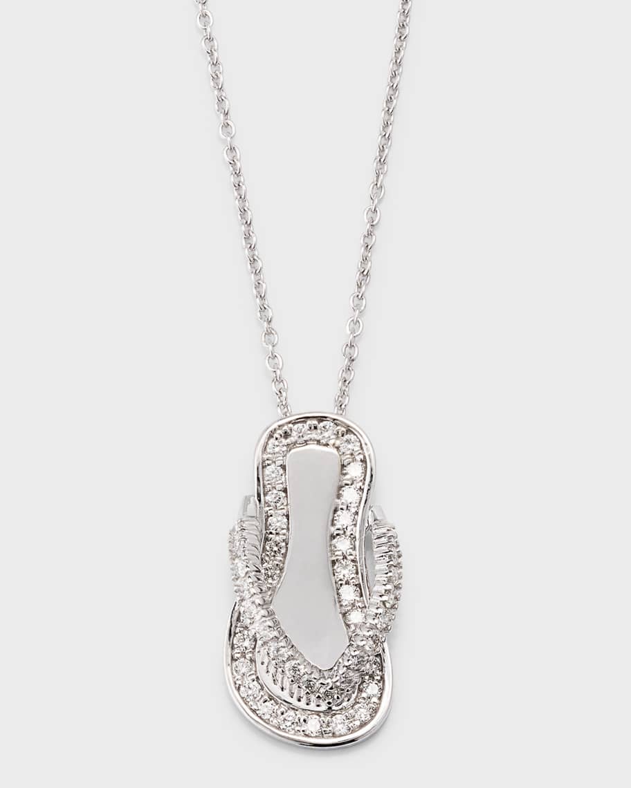 Roberto Coin 18K White Gold Diamond Flip Flop Necklace | Neiman Marcus