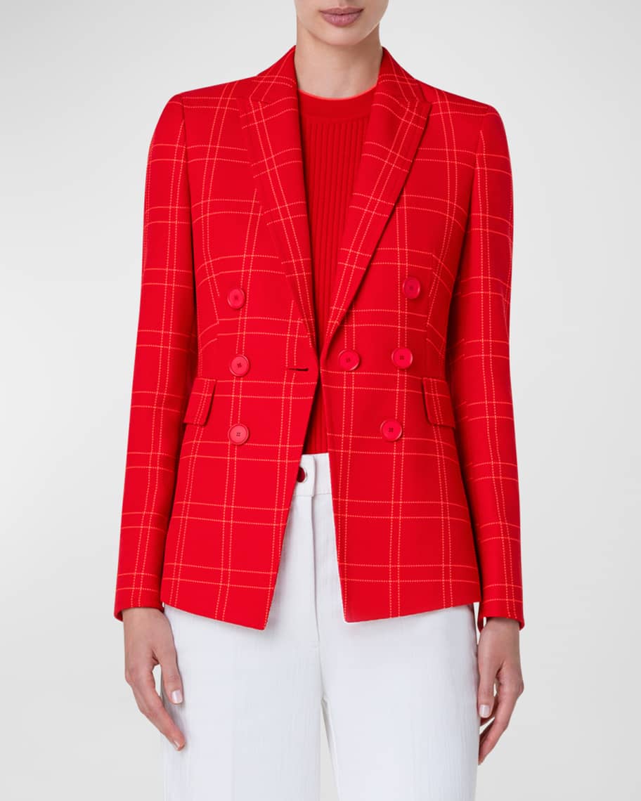 Akris punto Window Check Canvas Blazer Jacket | Neiman Marcus