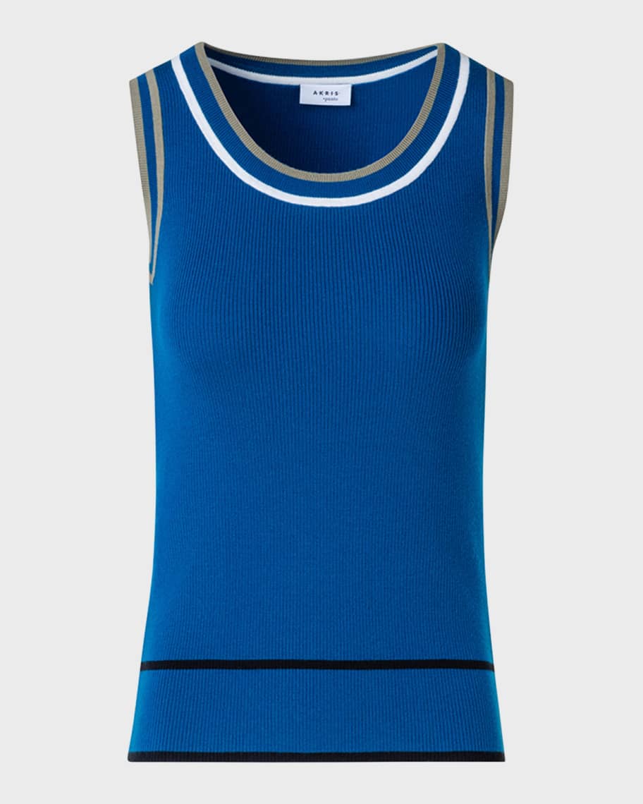 Akris punto Colorblock Rib Knit Tank Top | Neiman Marcus
