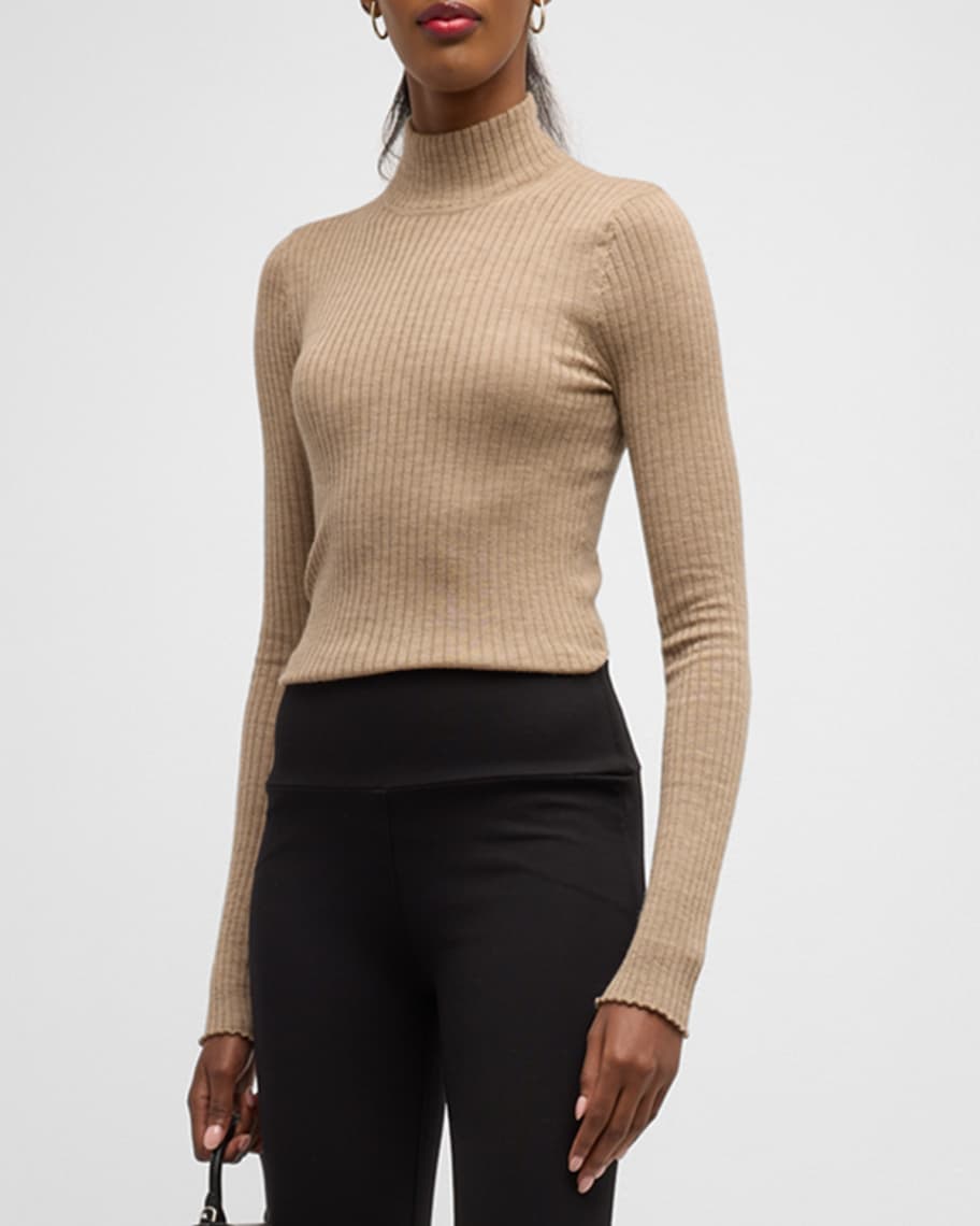 SPRWMN Cashmere Knit Long-Sleeve Mock-Neck Top | Neiman Marcus