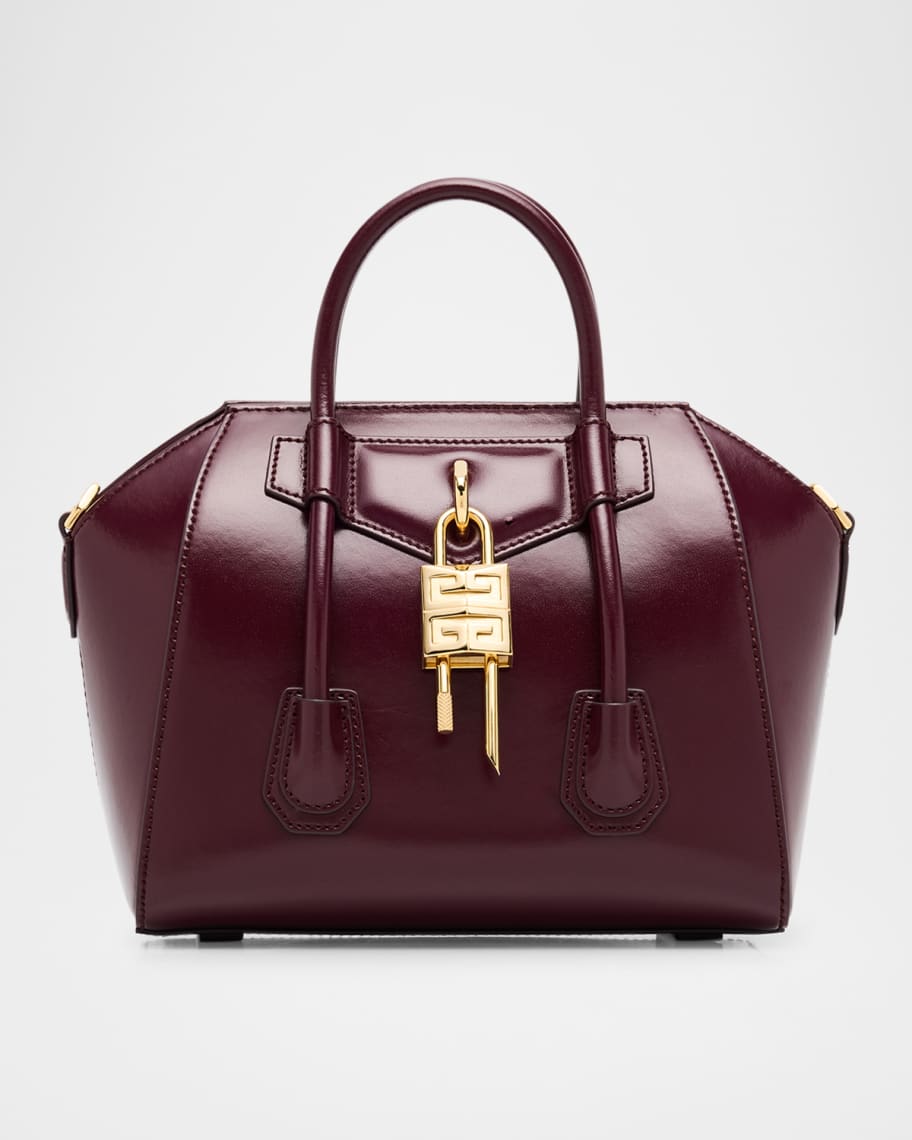 Givenchy Antigona Lock Mini Top Handle Bag in Box Leather | Neiman Marcus