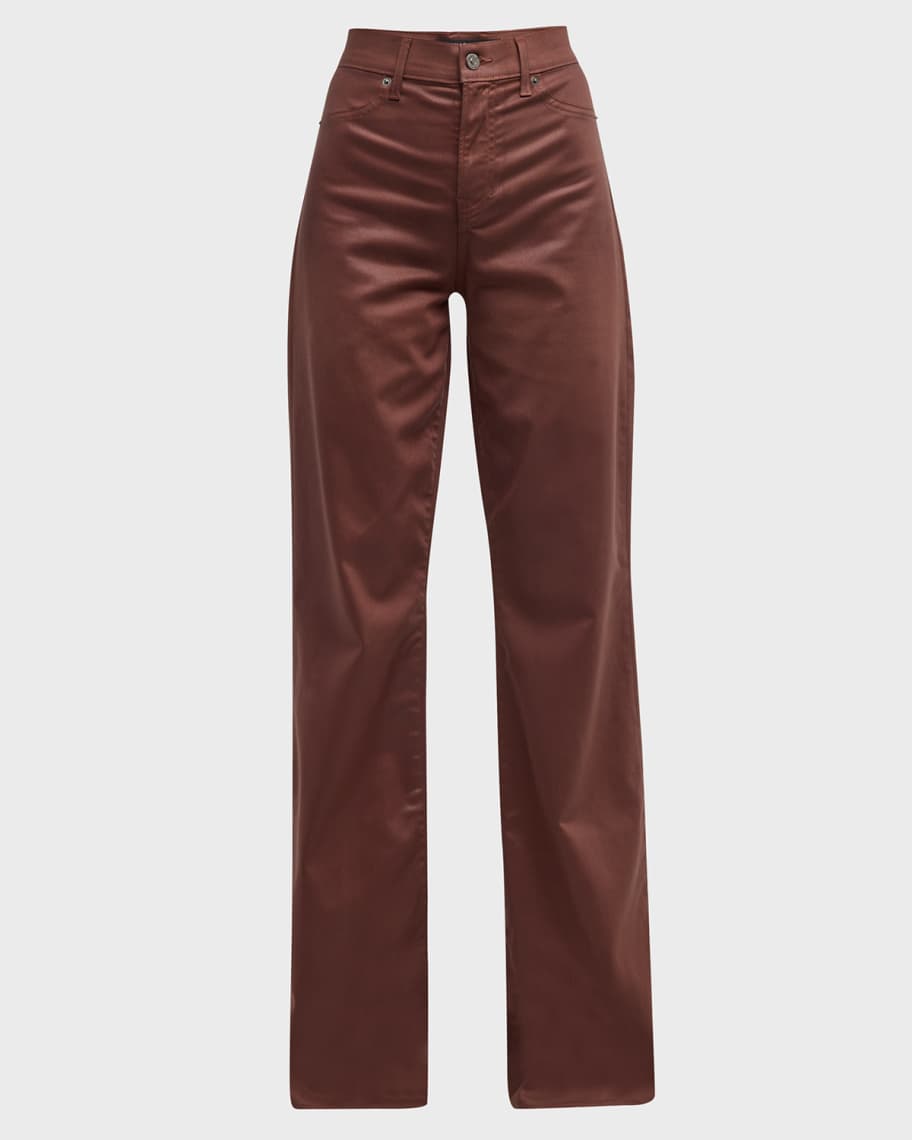 Veronica Beard Crosbie Wide-Leg Coated Jeans | Neiman Marcus