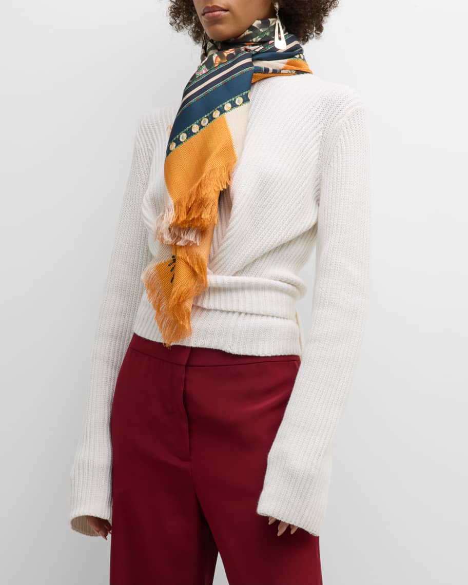 Pierre-Louis Mascia Multicolor Graphic Silk Scarf | Neiman Marcus