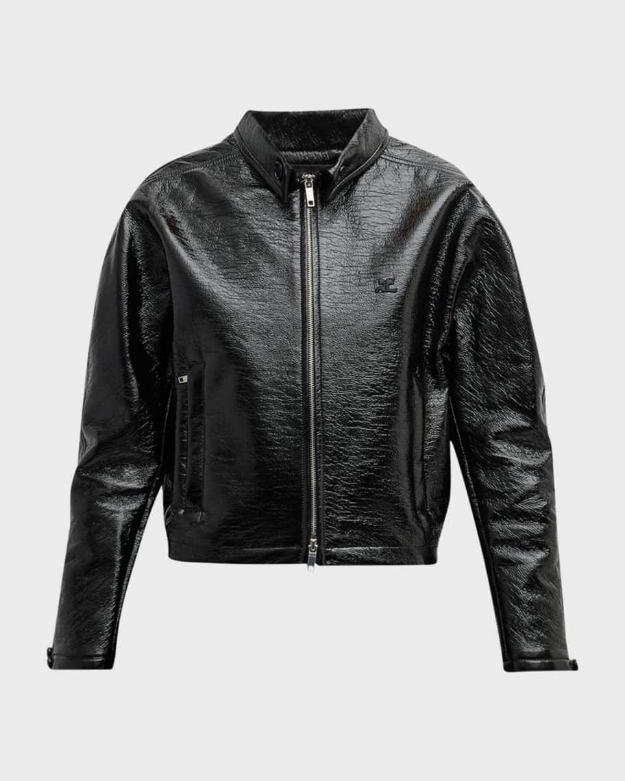 Courreges Shiny Vinyl Zip Bomber Jacket | Neiman Marcus