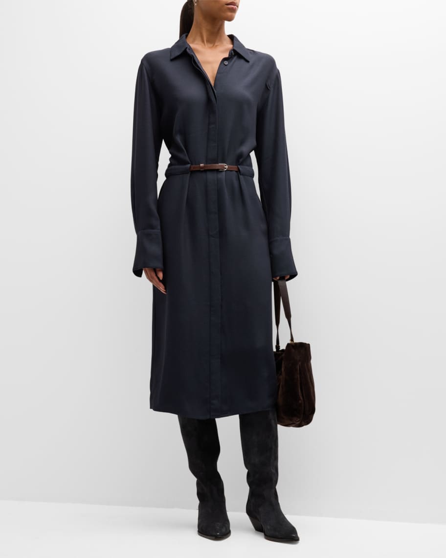 Joseph Daval Viscose Twill Midi Shirtdress | Neiman Marcus
