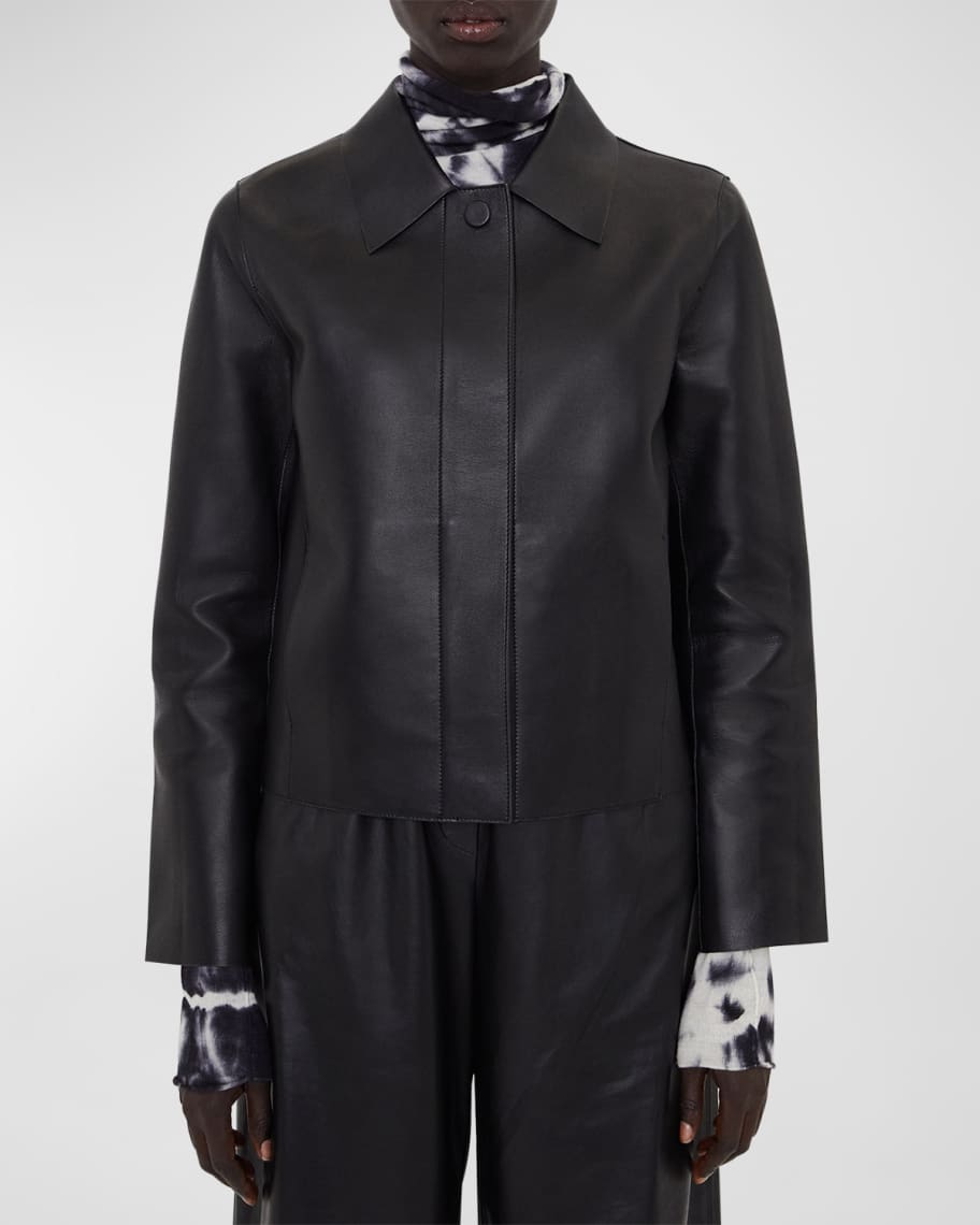 Joseph Jose Snap-Front Bonded Leather Jacket | Neiman Marcus