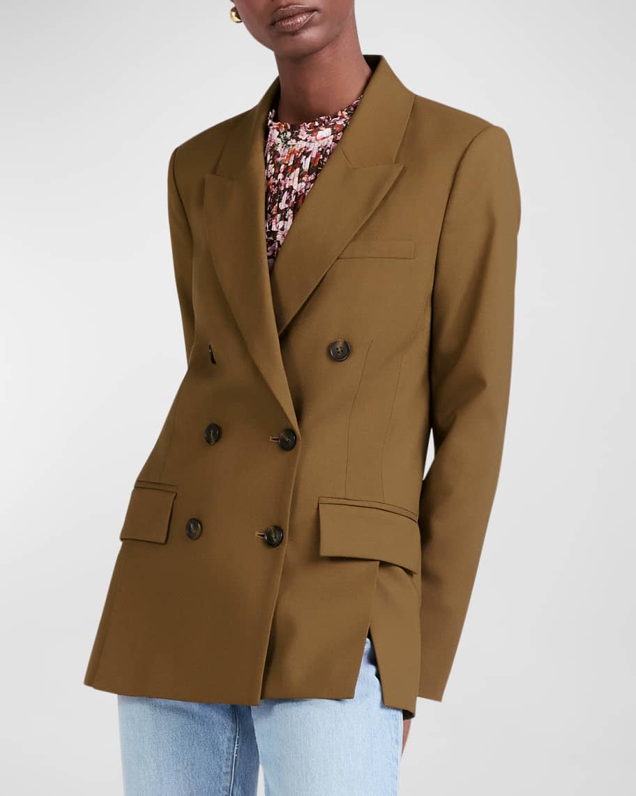 Derek Lam 10 Crosby Sandra Double-Breasted Slit Blazer | Neiman Marcus