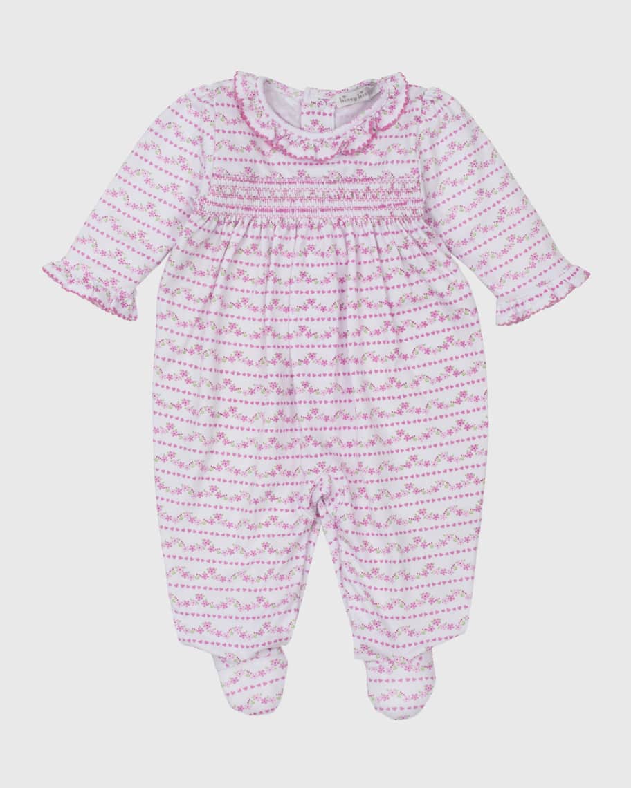 Kissy Kissy Girl's Ballet Blossoms Smocked Footie, Size Newborn-6M ...
