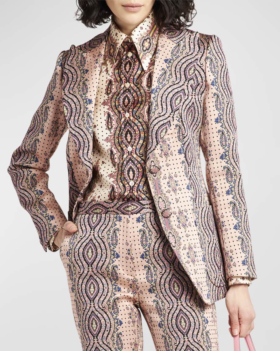 Etro Trellis Wallpaper Paisley-Print Single-Breasted Satin Blazer ...