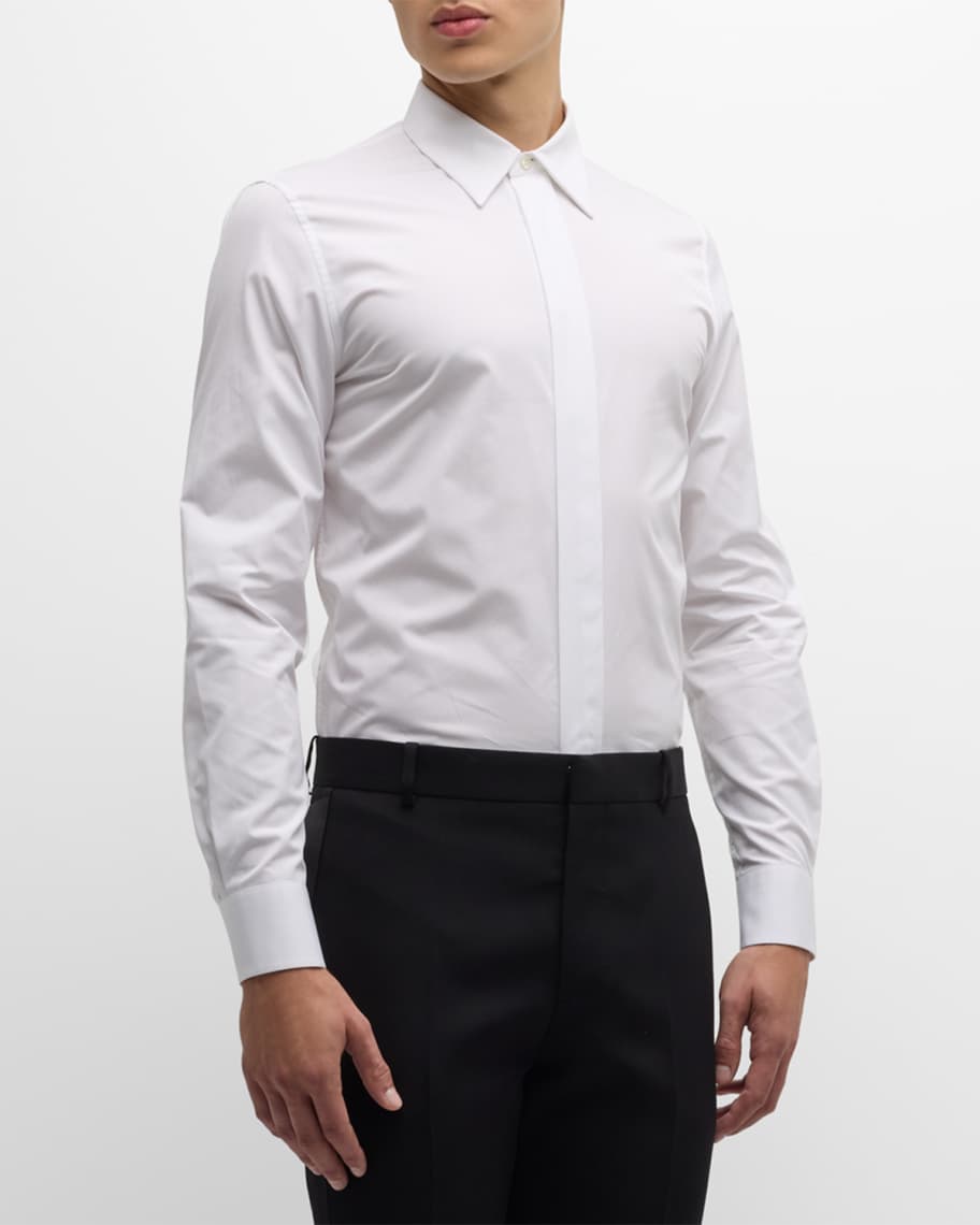 McQueen Men's Hidden-Button Tuxedo Shirt | Neiman Marcus