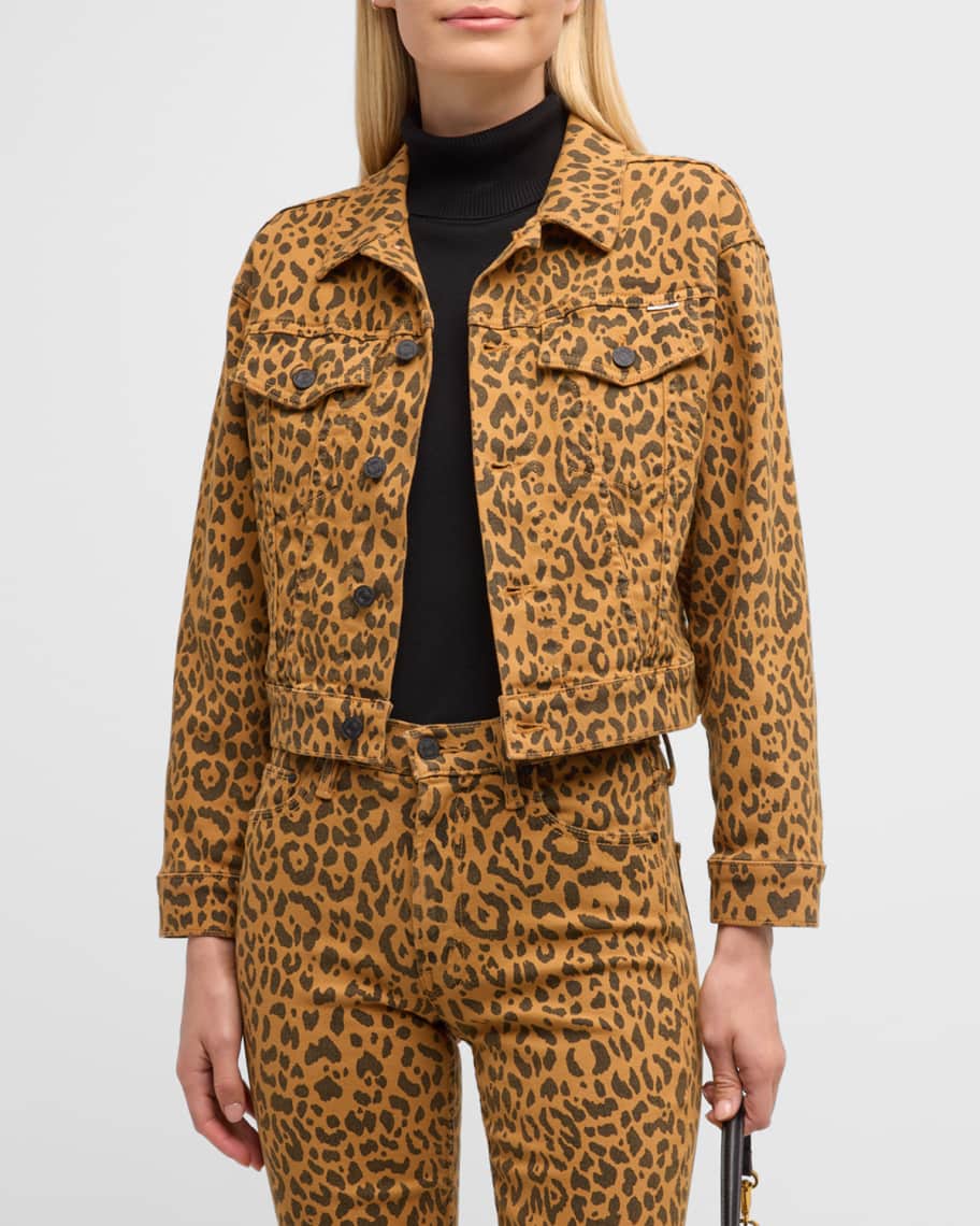 MOTHER The Big Shorty Cheetah Denim Jacket | Neiman Marcus