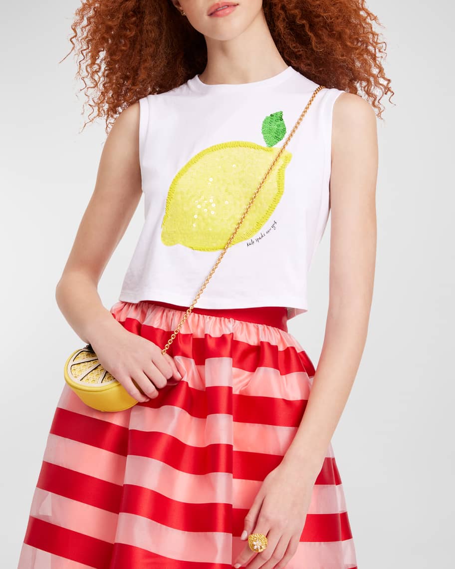 kate spade new york sleeveless cropped sequin lemon tee | Neiman Marcus