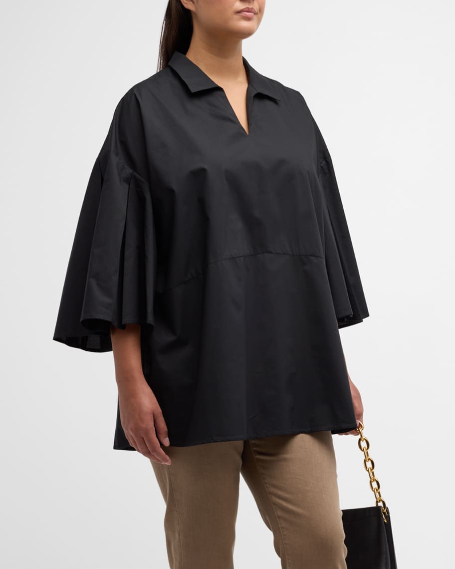 Harshman Plus Size Maureen Pleated Cotton Tunic | Neiman Marcus