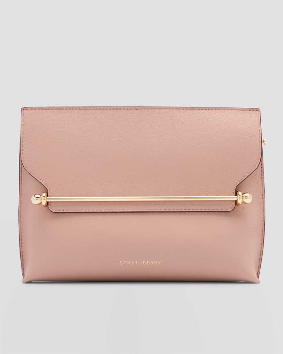 STRATHBERRY Stylist Metal Bar Leather Clutch Bag | Neiman Marcus