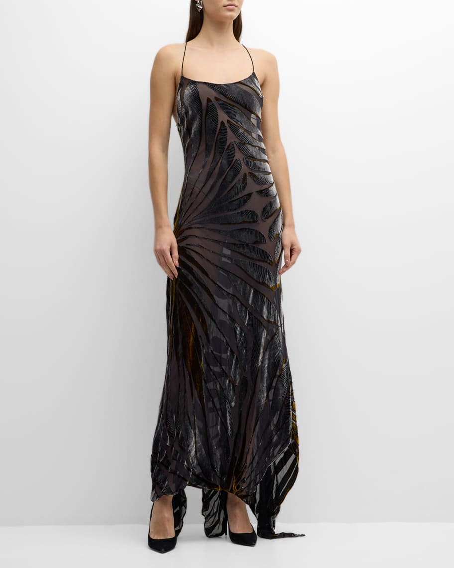 Roberto Cavalli Burnout Velvet Backless Sleeveless Maxi Dress | Neiman ...