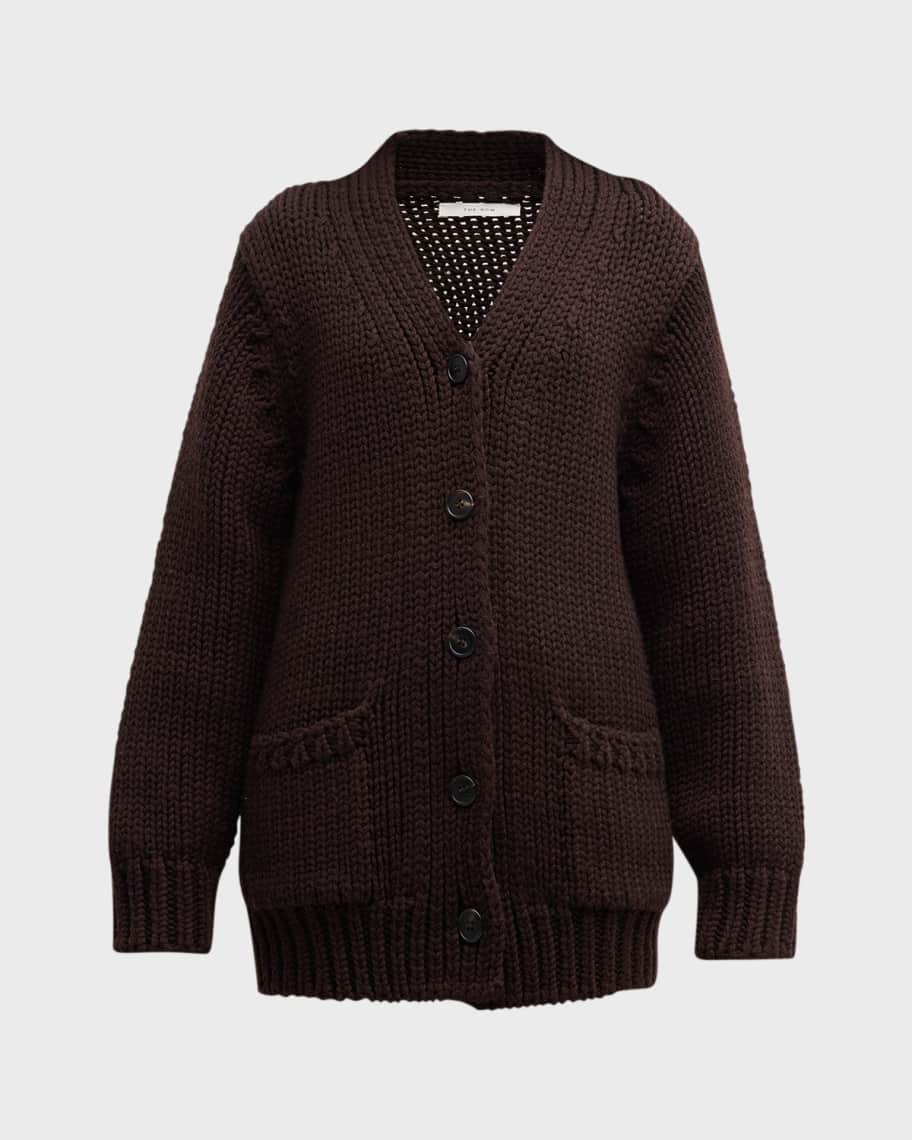 THE ROW Evesham Wool Button-Front Cardigan | Neiman Marcus