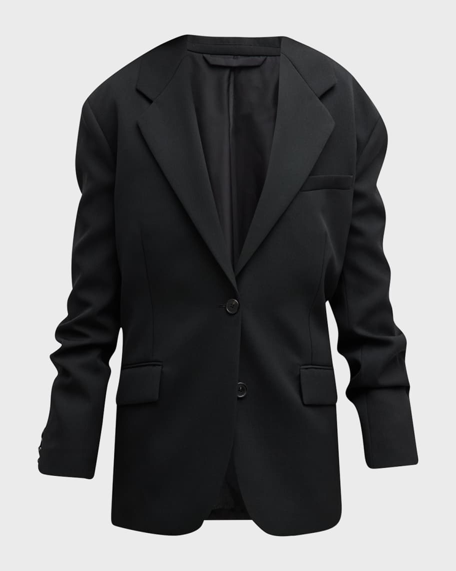 THE ROW Viper Silk-Panel Single-Breasted Blazer Jacket | Neiman Marcus
