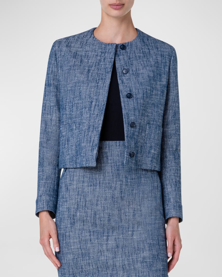 Akris Yarn Dyed Cotton Short Jacket | Neiman Marcus