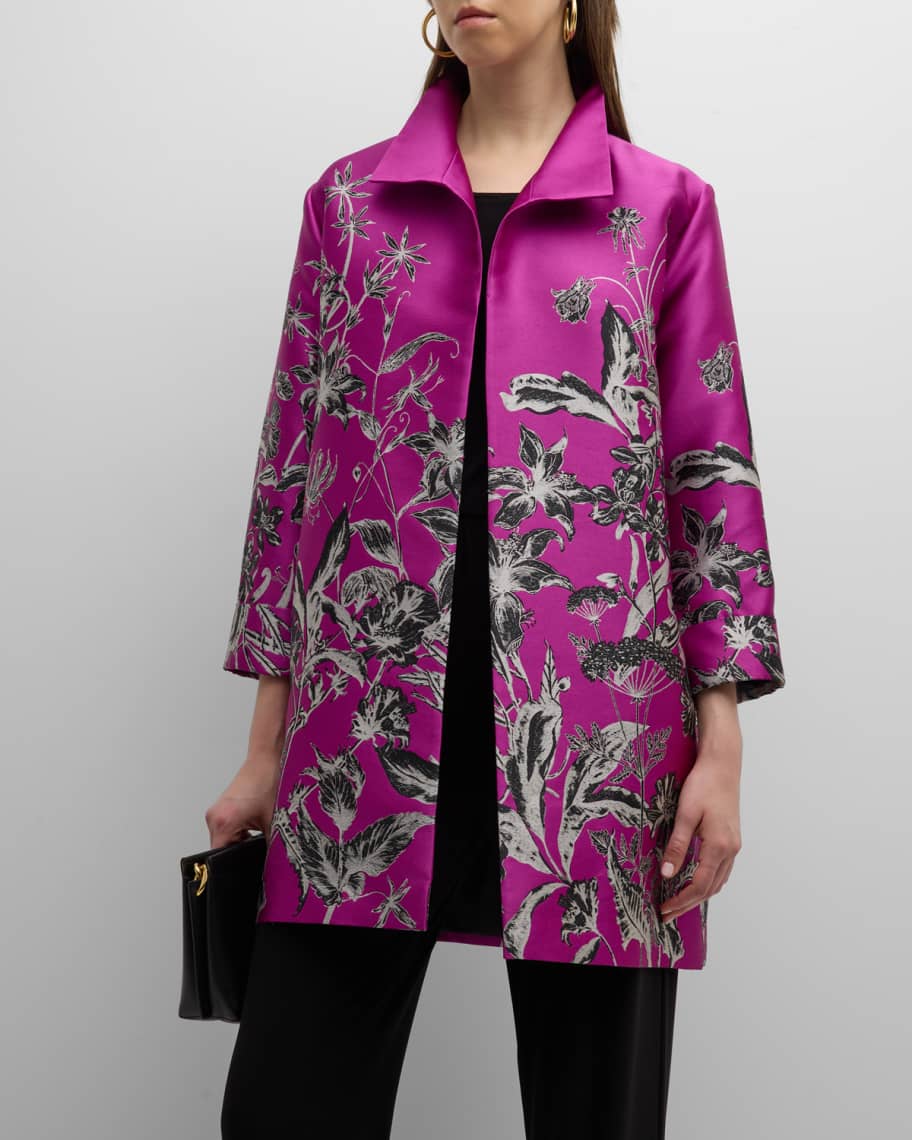Caroline Rose Wildflower Open-Front Jacquard Jacket | Neiman Marcus