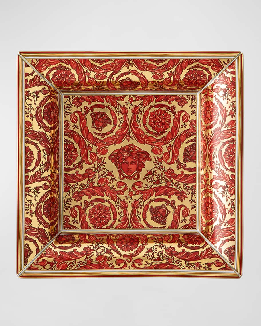 Versace Medusa Garland Red Tray, 7" Square | Neiman Marcus