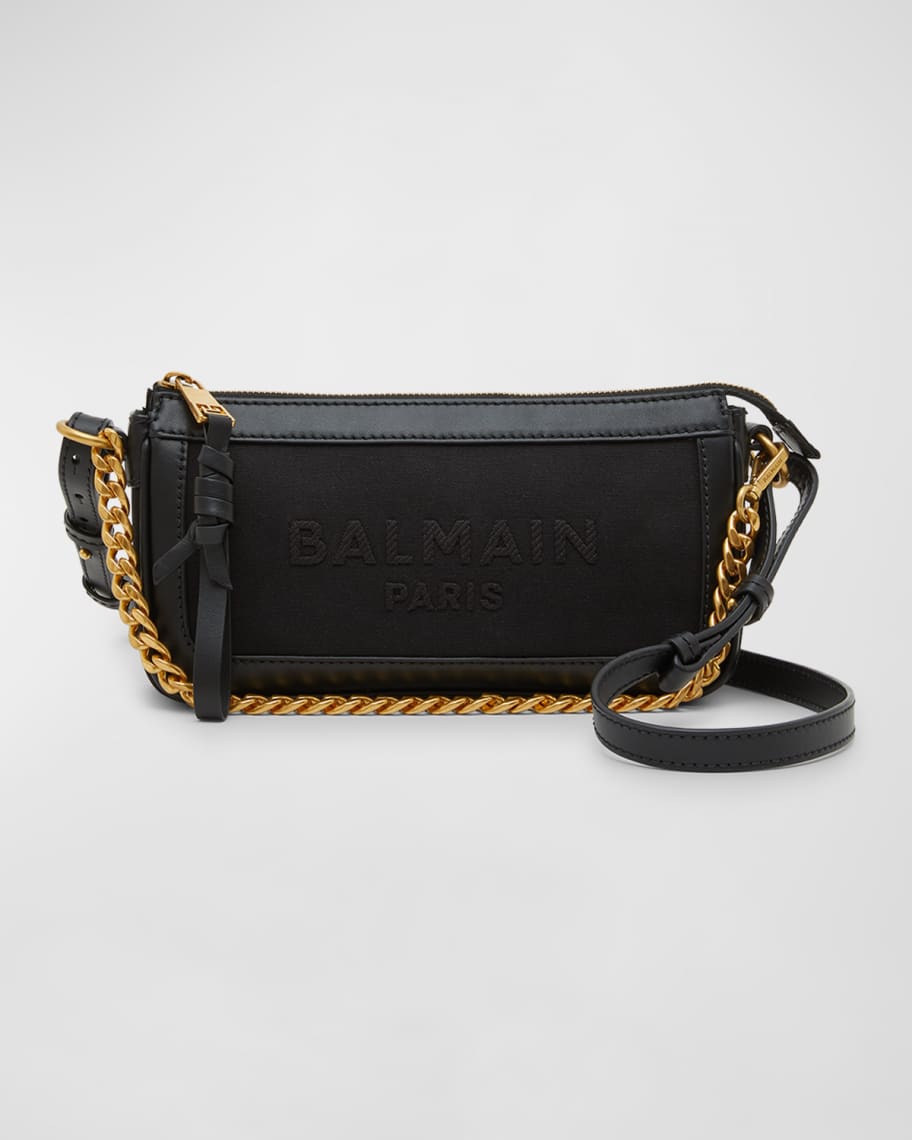 Balmain B Army Wallet on a Chain in Canvas and Leather | Neiman Marcus