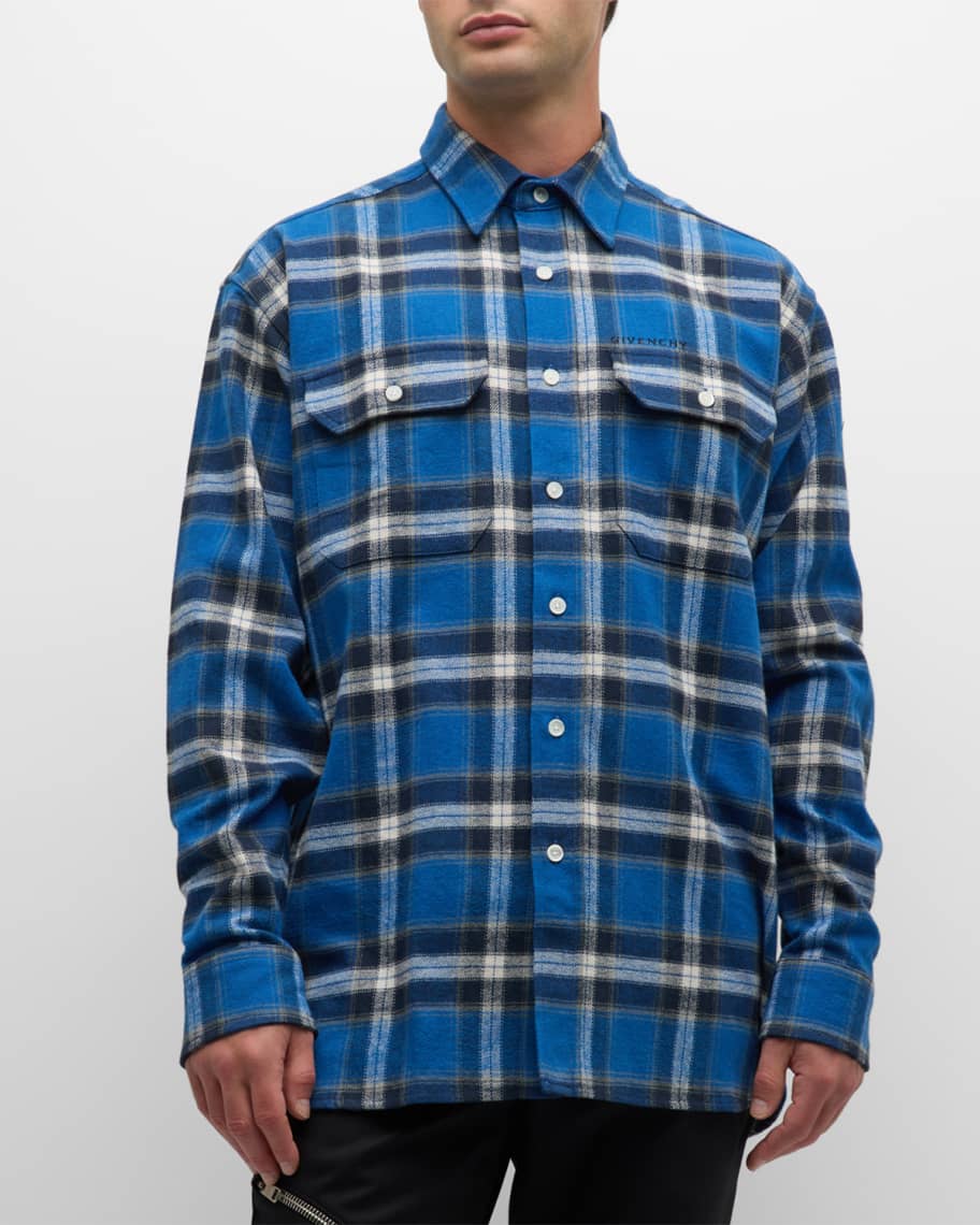 Givenchy Men's Plaid Flannel Button-Down Shirt | Neiman Marcus
