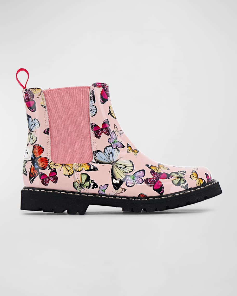 Sophia Webster Girl's Lara Butterfly-Print Leather Chelsea Boot ...