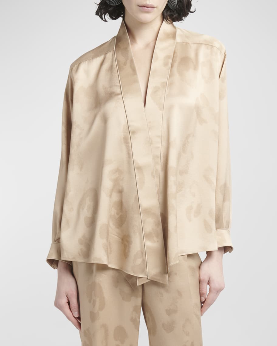 Giorgio Armani Leopard-Print Silk Tunic Blouse | Neiman Marcus