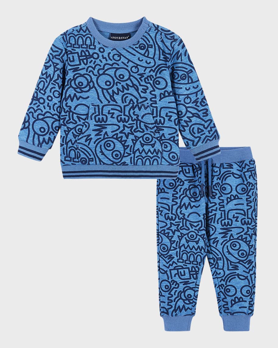 Andy & Evan Boy's Monster Crewneck Sweat Set, Size Newborn-24M | Neiman ...