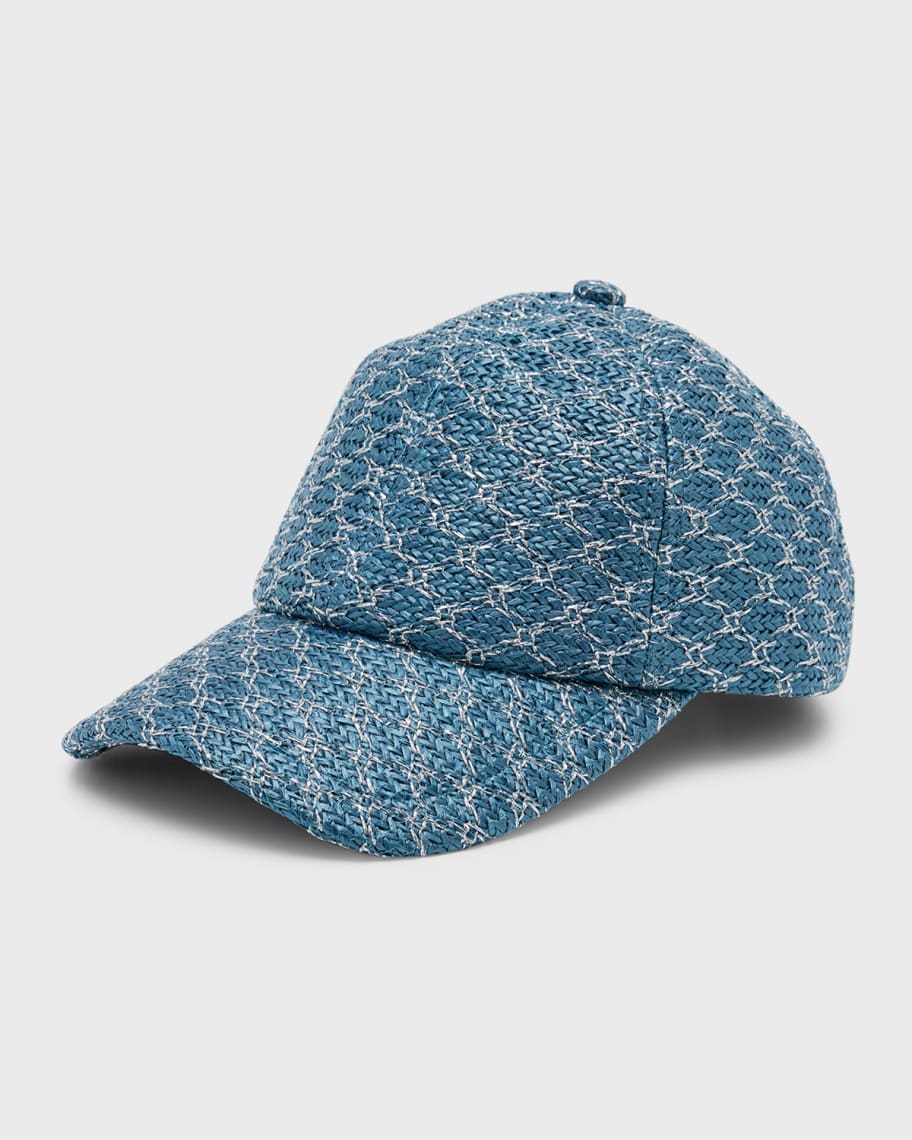 Lele Sadoughi Woven Raffia Blue Baseball Cap | Neiman Marcus