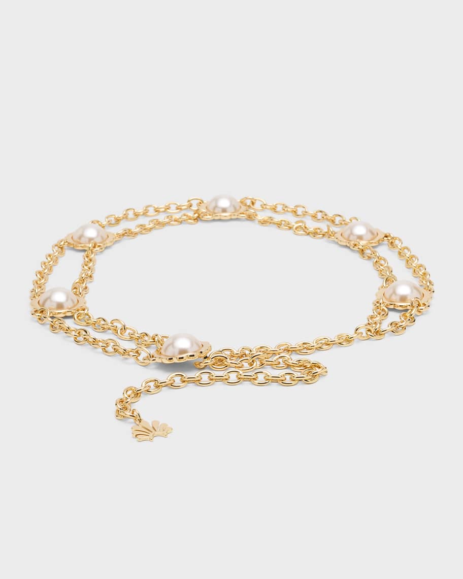 Lele Sadoughi Scalloped Coin Double Chain Belt | Neiman Marcus