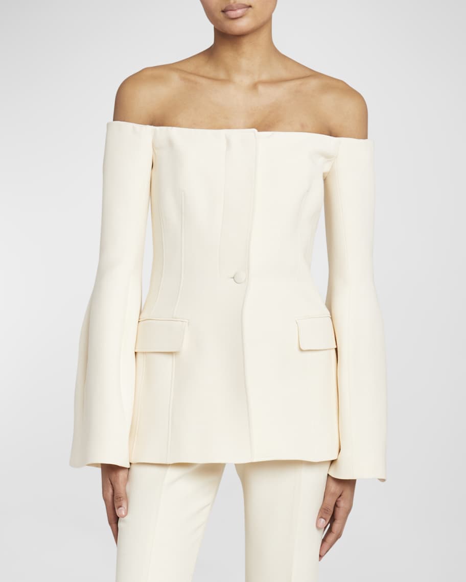 Gabriela Hearst Ambrose Off-the-Shoulder Single-Breasted Blazer Jacket ...