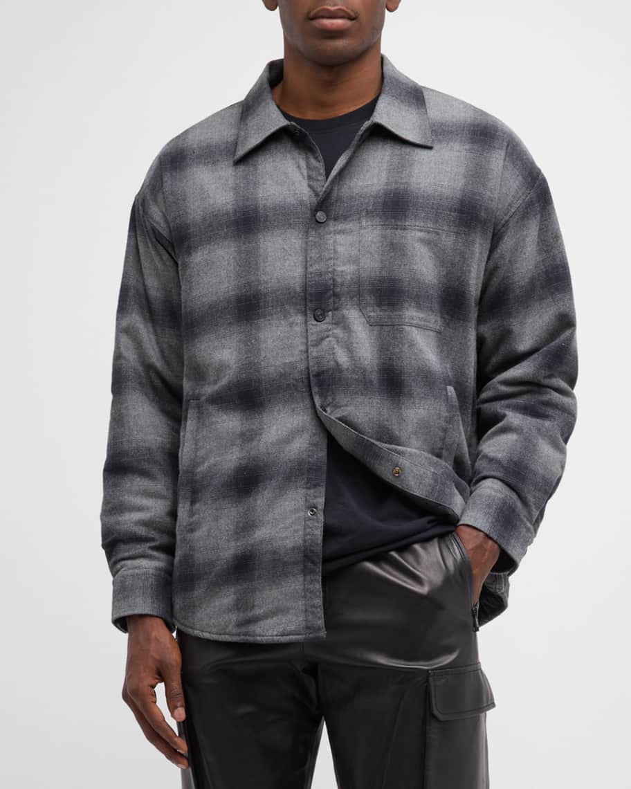 FRAME Men's Padded Plaid Overshirt | Neiman Marcus
