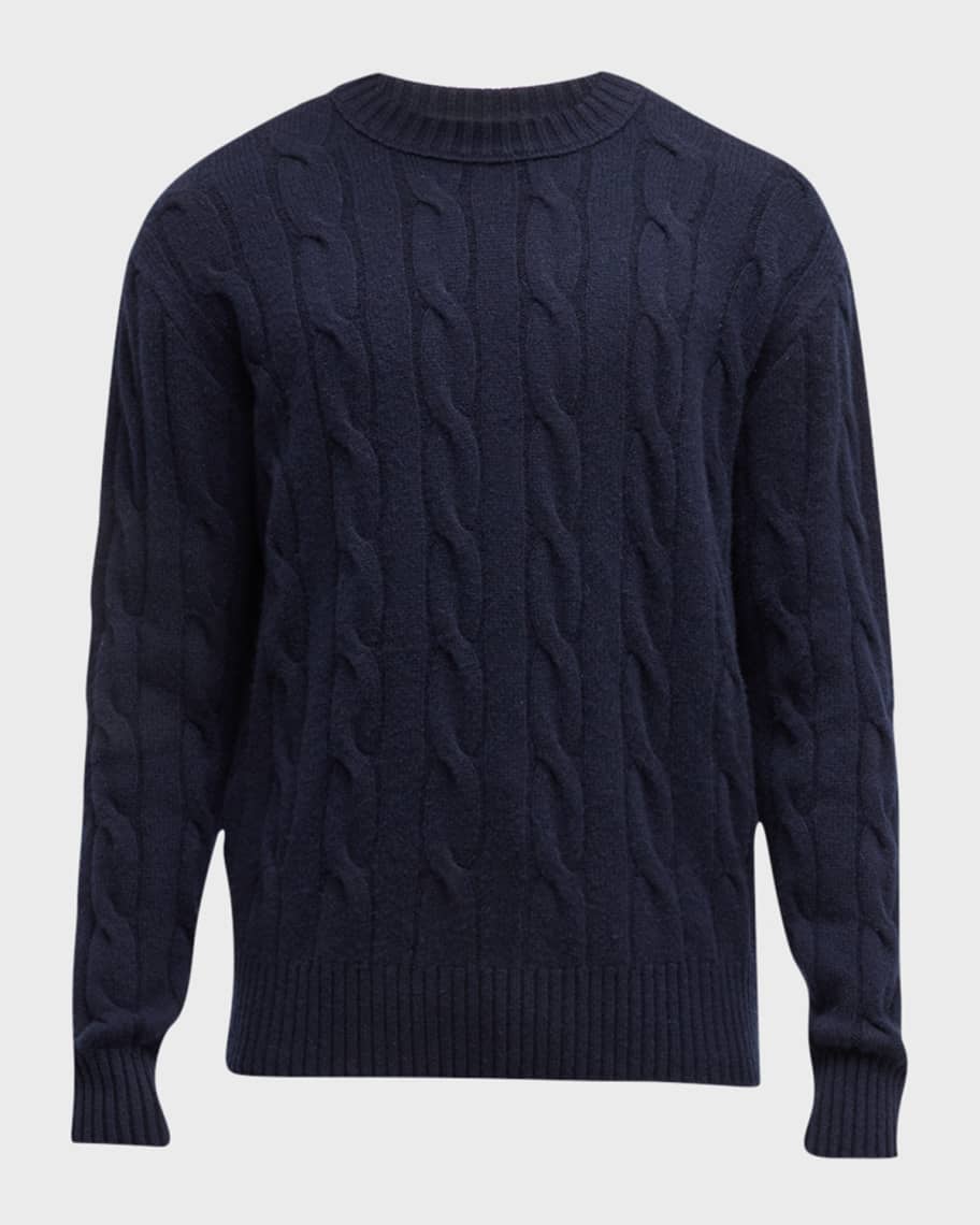 FRAME Men's Cashmere Cable-Knit Sweater | Neiman Marcus