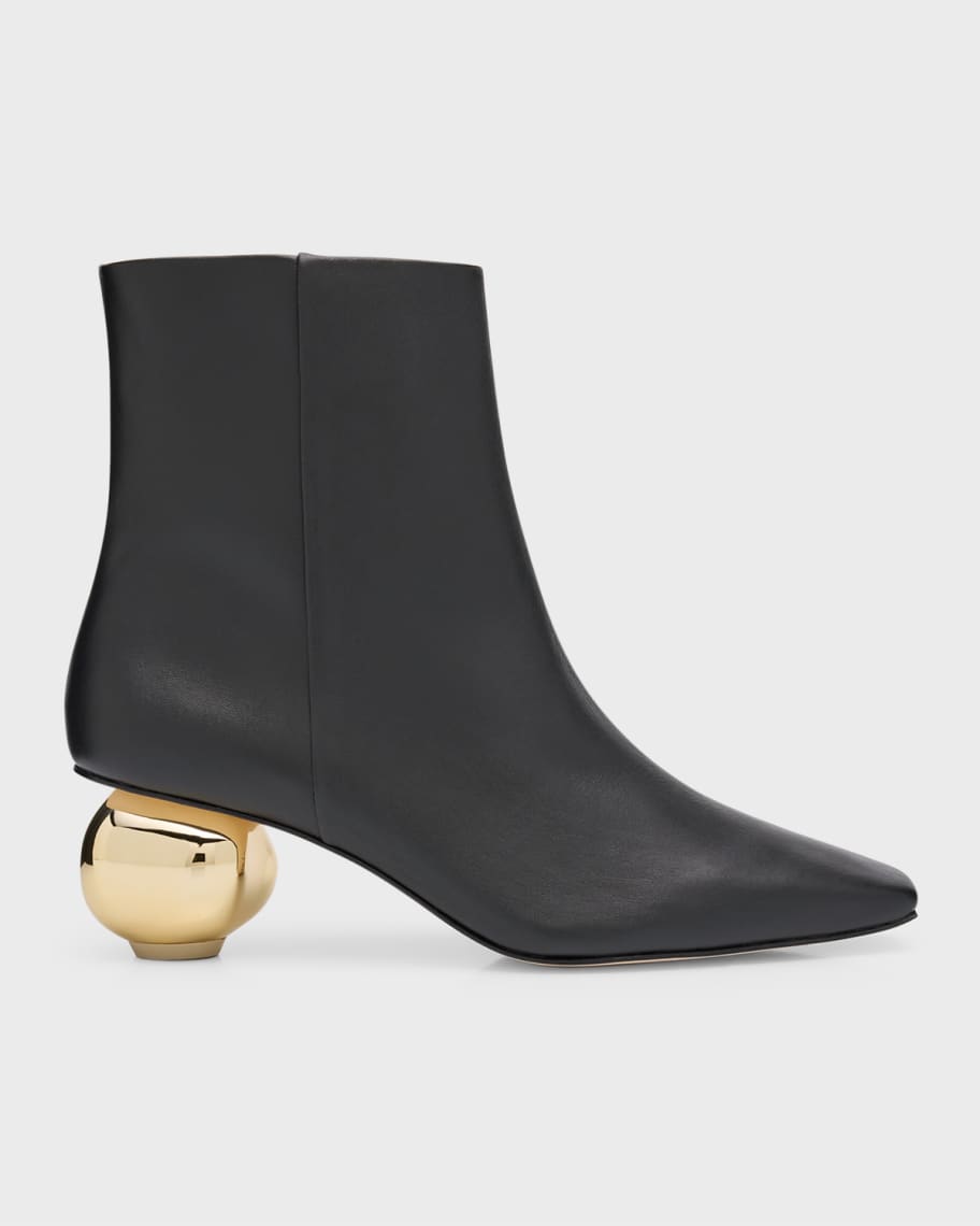 Cult Gaia Mari Leather Architectural-Heel Booties | Neiman Marcus