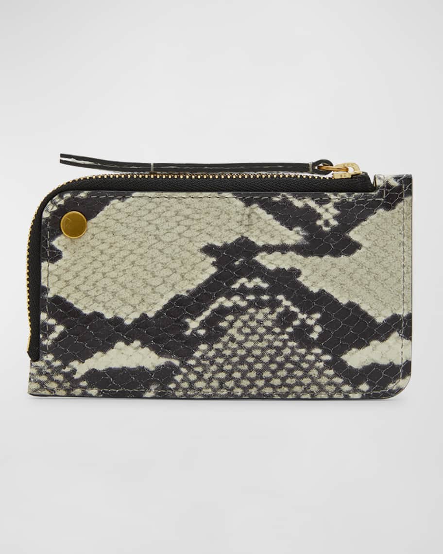 Isabel Marant Kochi Snakeskin-Print Zip Card Holder | Neiman Marcus