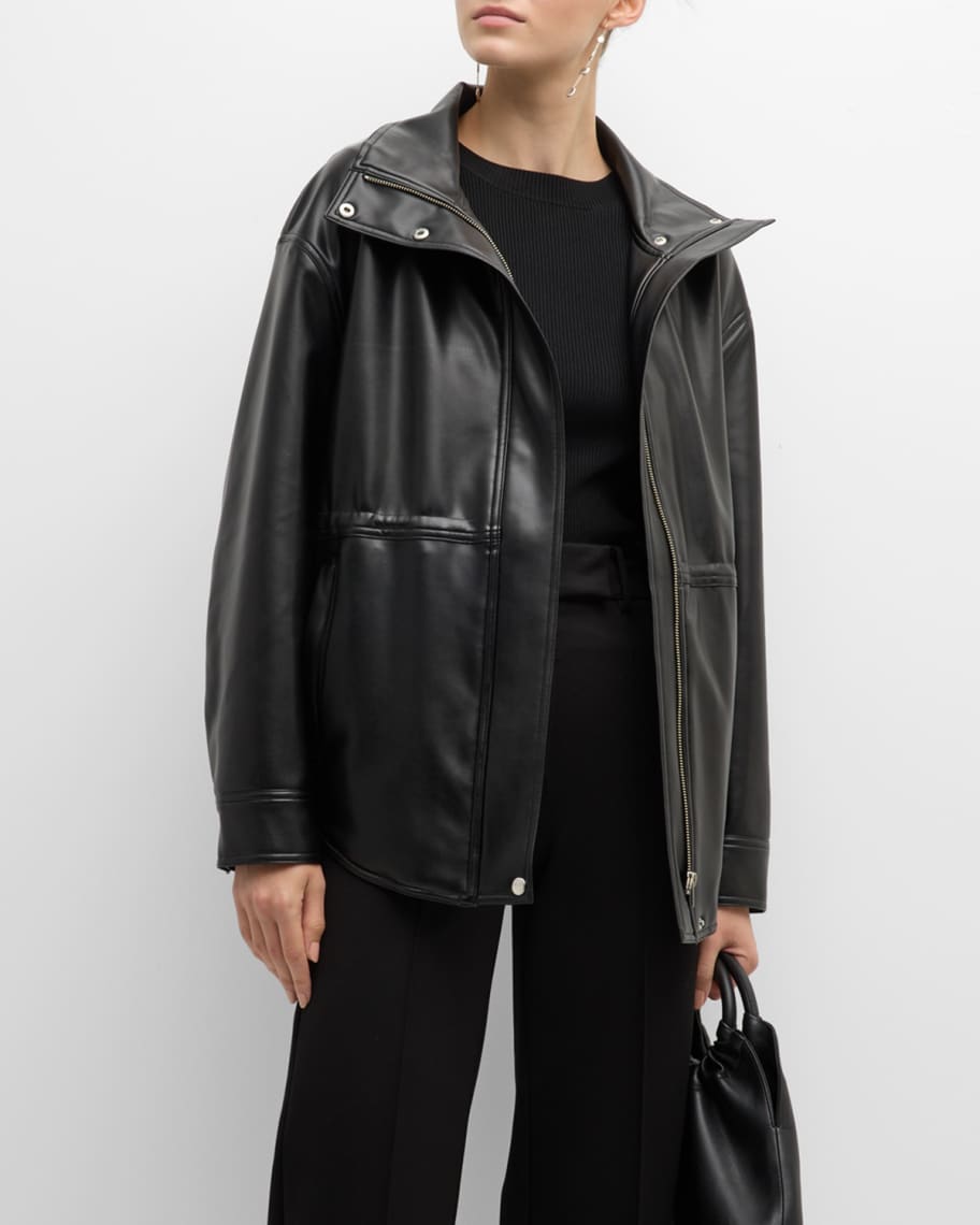 Grey/Ven Pryce Zip-Front Vegan Leather Jacket | Neiman Marcus
