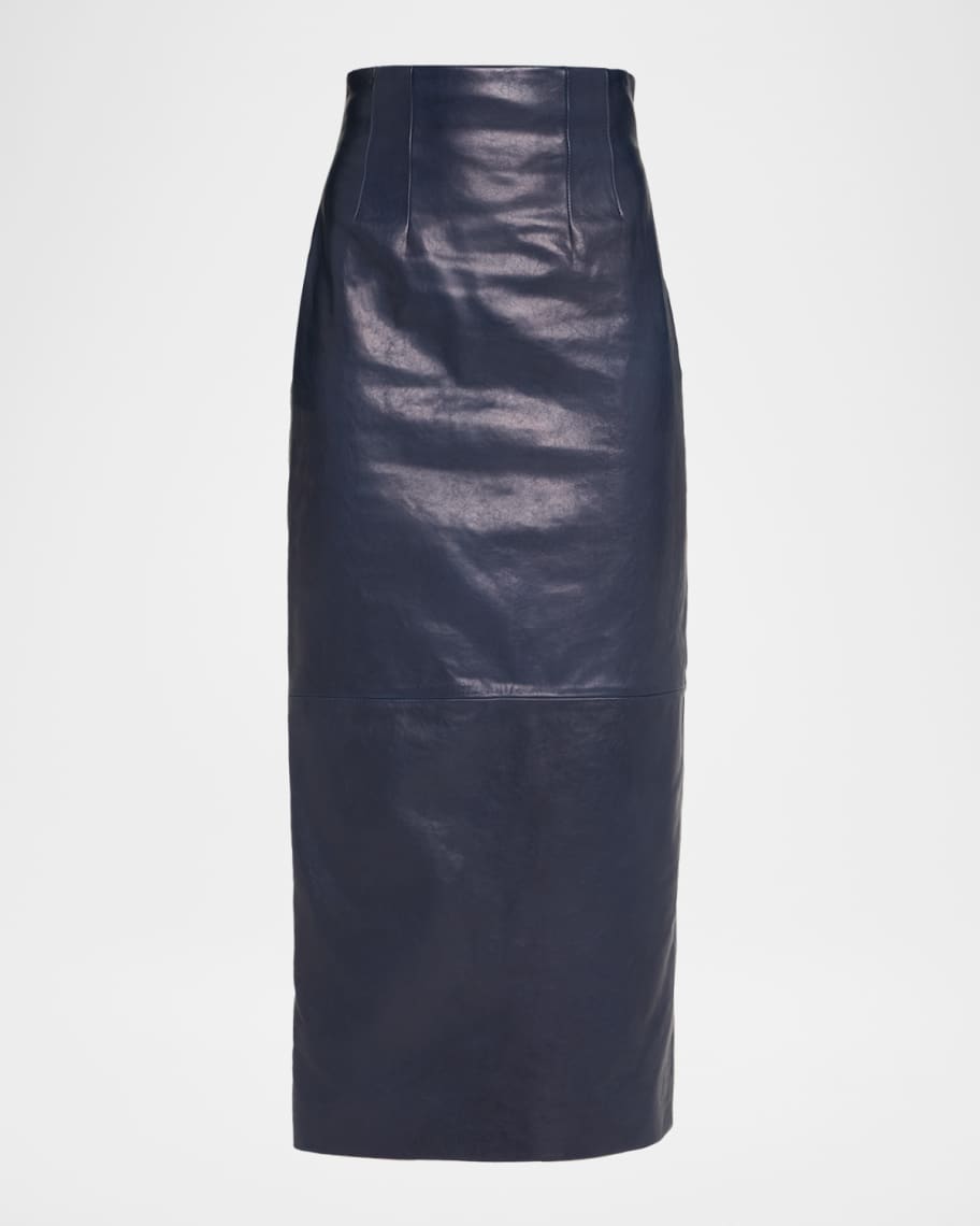 Khaite Loxley Leather Pencil Maxi Skirt | Neiman Marcus