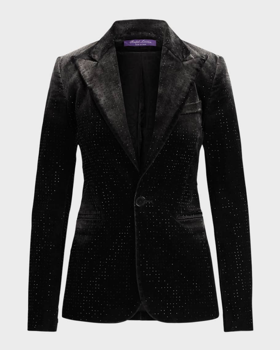 Ralph Lauren Collection Kaley Strass Single-Breasted Velveted Denim ...