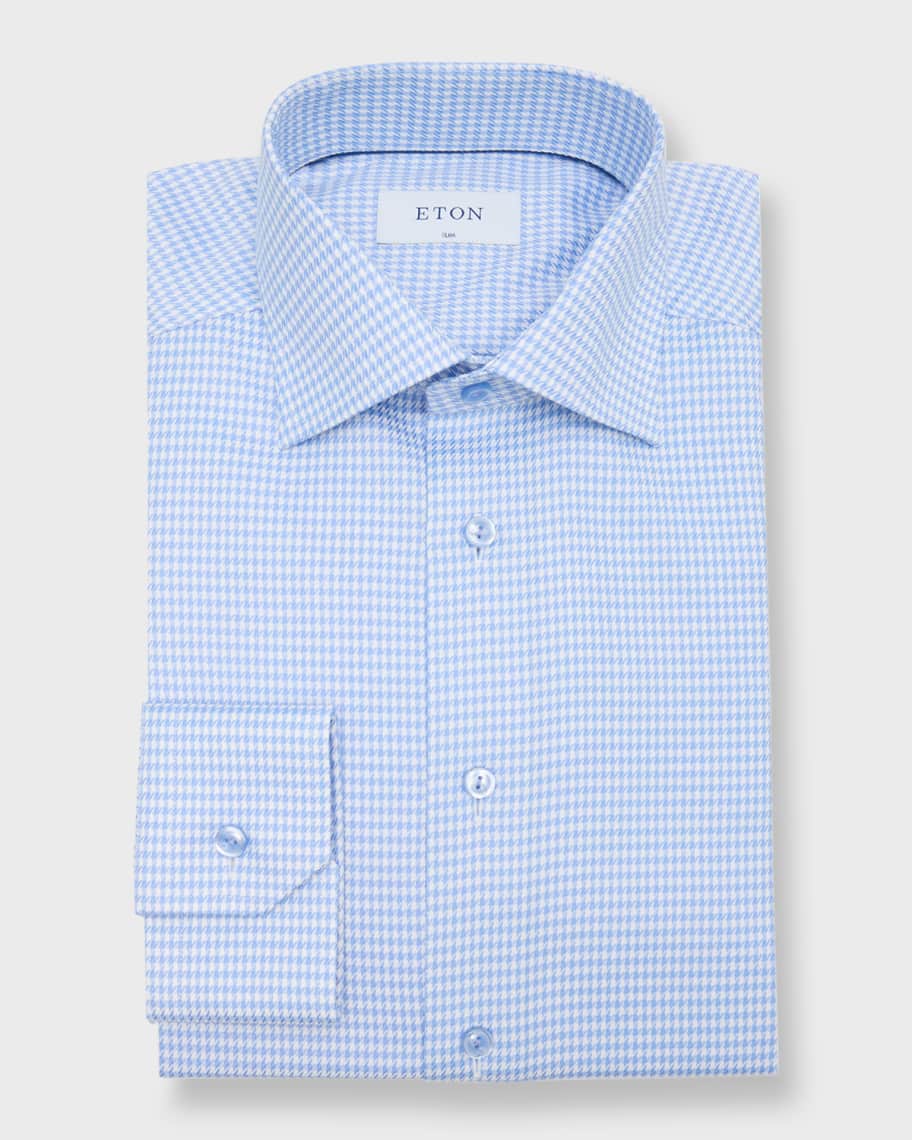 Eton Men's Slim Fit Houndstooth-Print Dress Shirt | Neiman Marcus