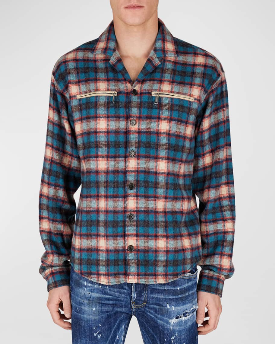 Dsquared2 Men's Wool-Blend Flannel Shirt | Neiman Marcus